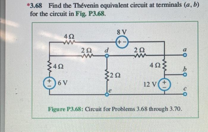 Solved *3.68 Find the Thévenin equivalent circuit at | Chegg.com