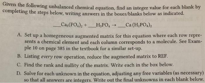 Given the following unbalanced chemical equation, | Chegg.com