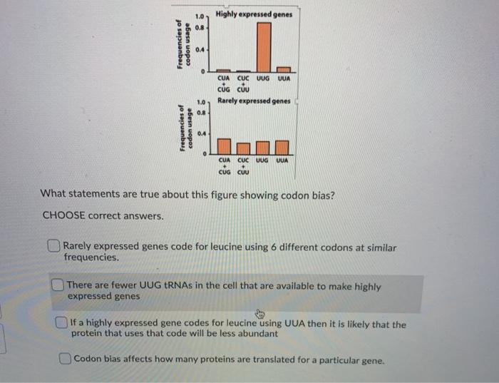 Solved 10 Highly expressed genes Frequencies of codon usage | Chegg.com