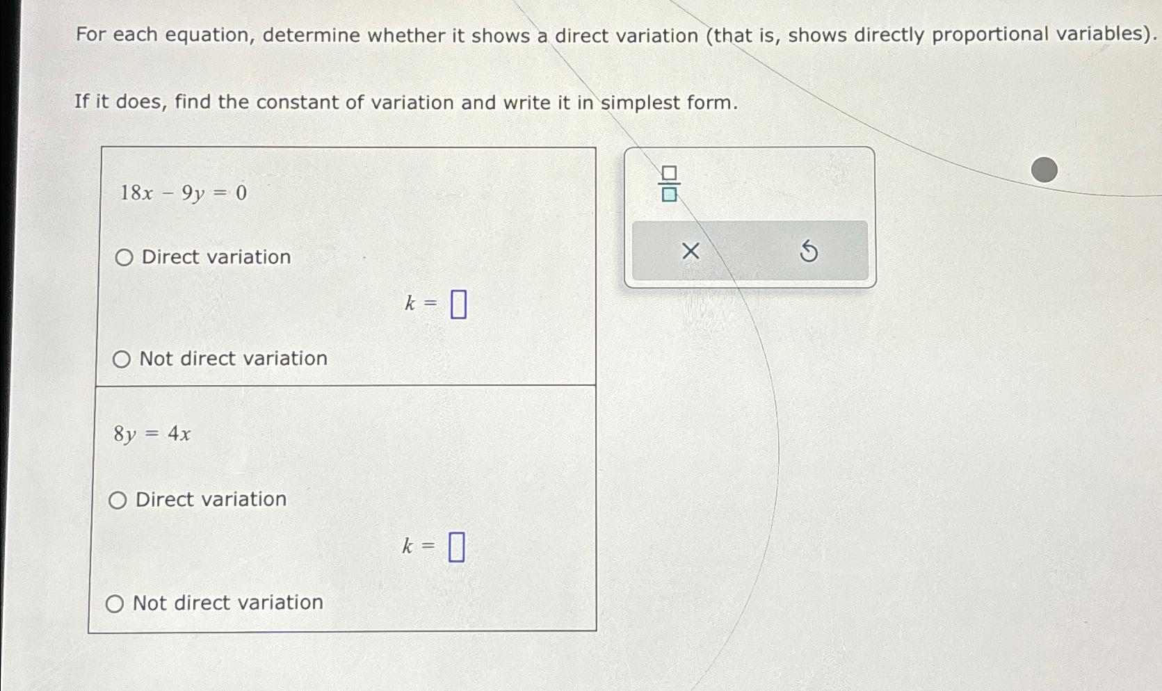 Solved For each equation, determine whether it shows a | Chegg.com