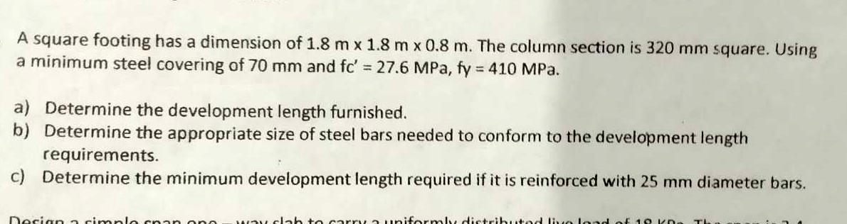 Solved Problem: Development length in RCD Use NSCP 2015 | Chegg.com
