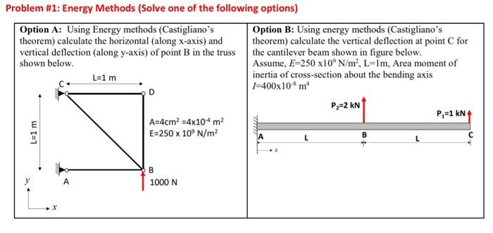Solved Problem \#1: Energy Methods (Solve one of the | Chegg.com