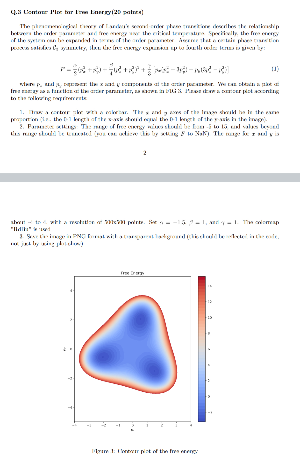 Q. 3 ﻿Contour Plot for Free Energy(20 ﻿points)The | Chegg.com