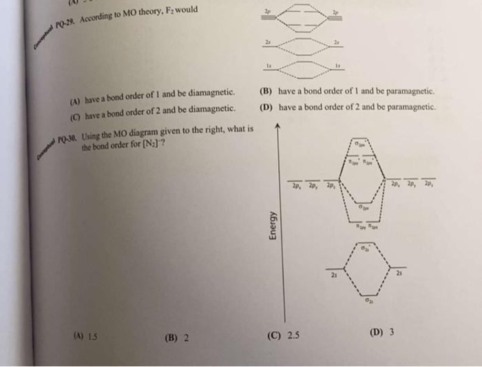 Solved APQ-29. According to MO theory, F₂ would Conceptual | Chegg.com