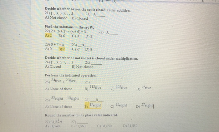 Solved Decide Whether Or Not The Set Is Closed Under 