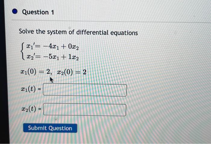 Solved Solve the system of differential equations | Chegg.com