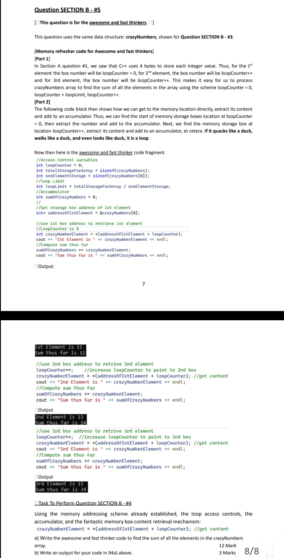 Solved Question SECTION B - ﻿#5 ﻿This question is for the | Chegg.com
