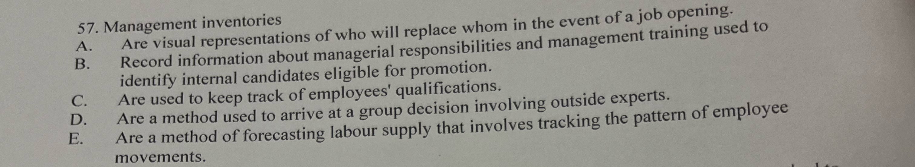 Solved Management inventoriesA. ﻿Are visual representations | Chegg.com