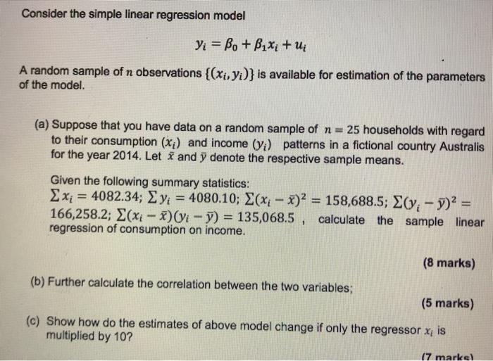 Solved Consider the simple linear regression model yi = Bo + | Chegg.com
