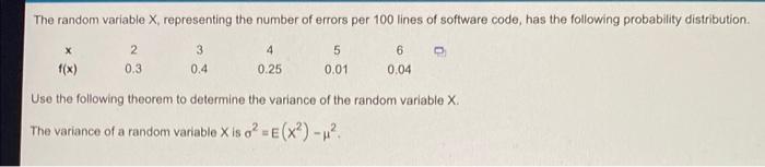 Solved The random variable X representing the number of | Chegg.com