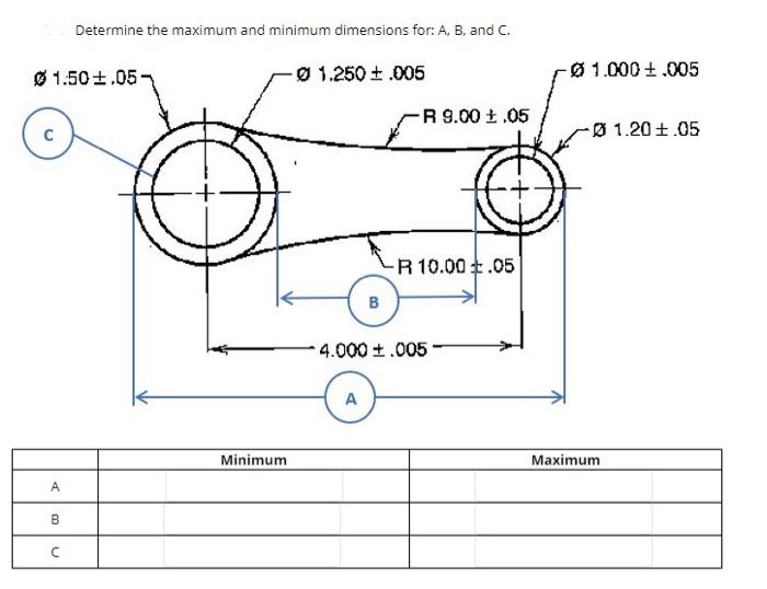 Solved Determine the maximum and minimum dimensions for: A, | Chegg.com