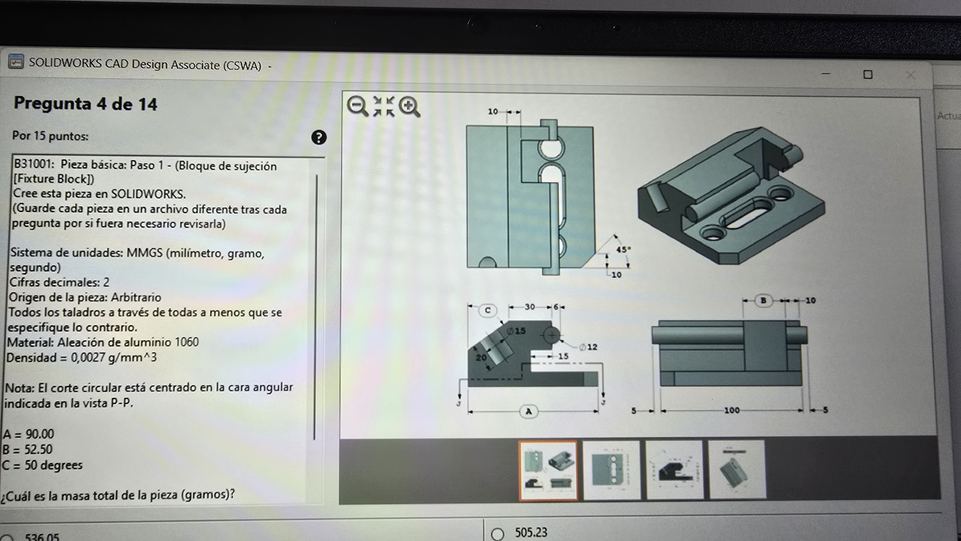 SOLIDWORKS CAD Design Associate (CSWA)Pregunta | Chegg.com