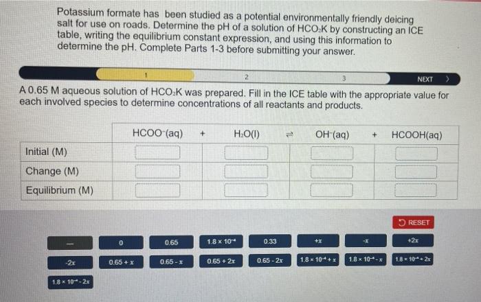 Solved Potassium formate has been studied as a potential | Chegg.com