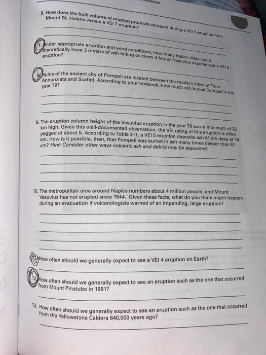 Solved Module #2: Volcanic Explosivity Index (VED Problem | Chegg.com