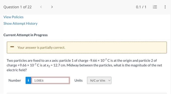Solved Current Attempt in Progress Two particles are fixed | Chegg.com