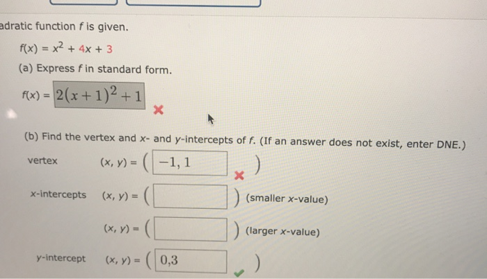 Solved adratic function f is given. f(x) = x2 + 4x + 3 (a) | Chegg.com