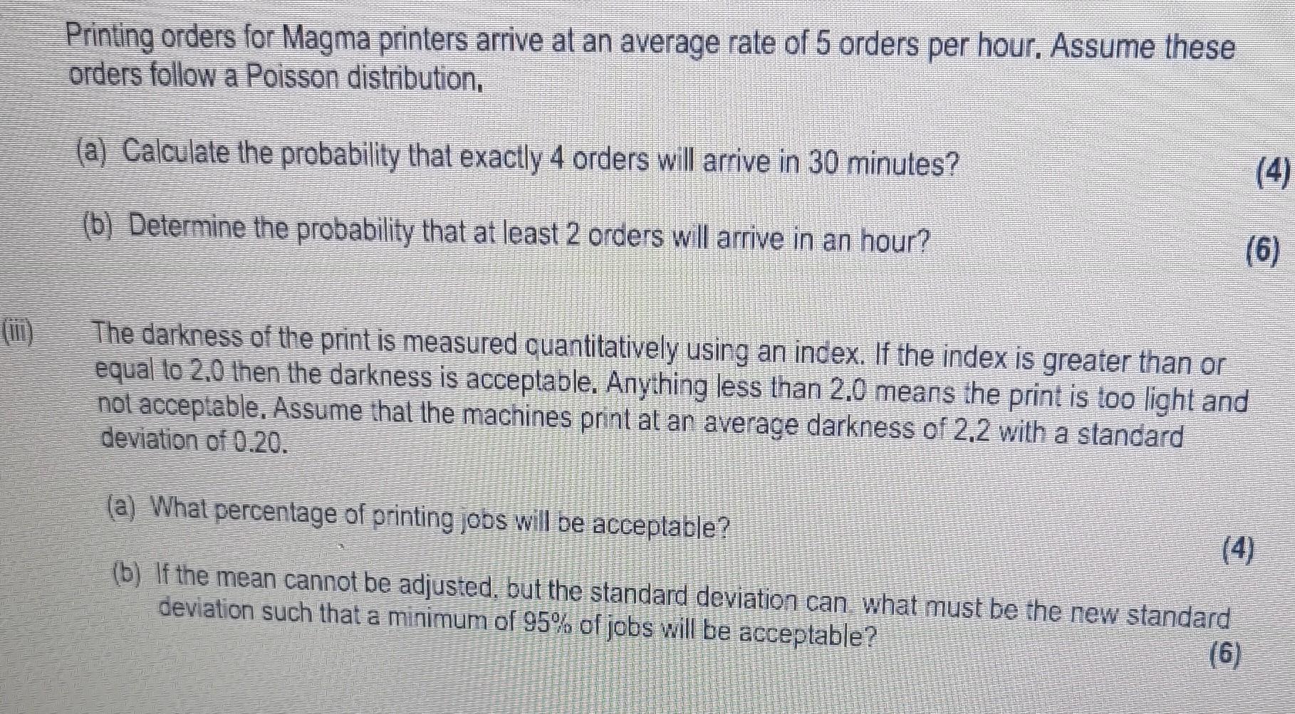 Solved Printing orders for Magma printers arrive at an | Chegg.com