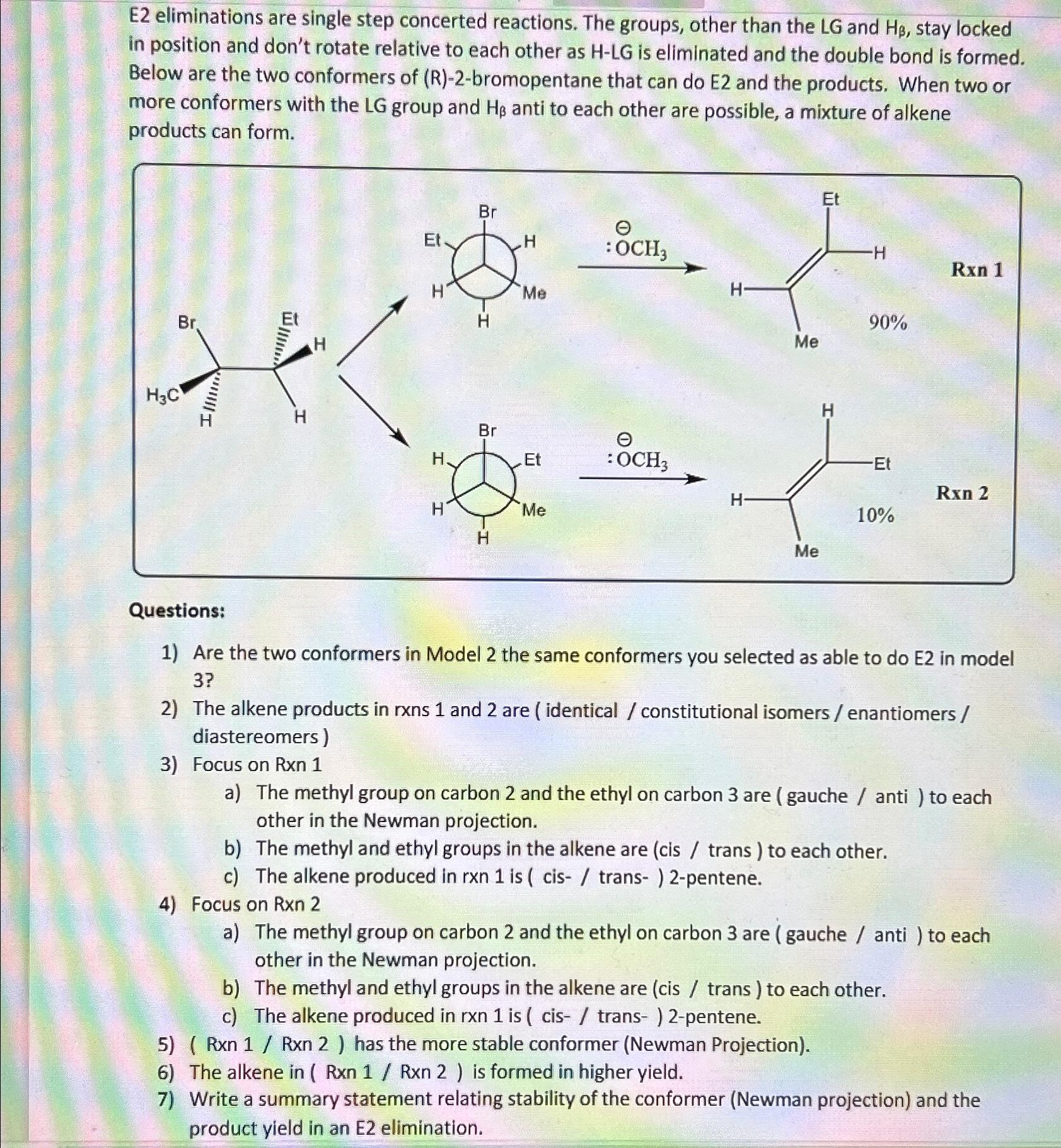 E2 ﻿eliminations are single step concerted reactions. | Chegg.com