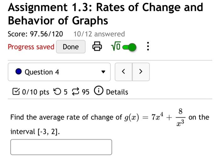 Solved Assignment 1.3: Rates of Change and Behavior of | Chegg.com