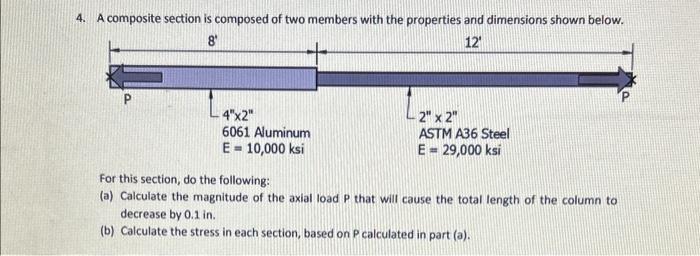 Solved A composite section is composed of two members with | Chegg.com