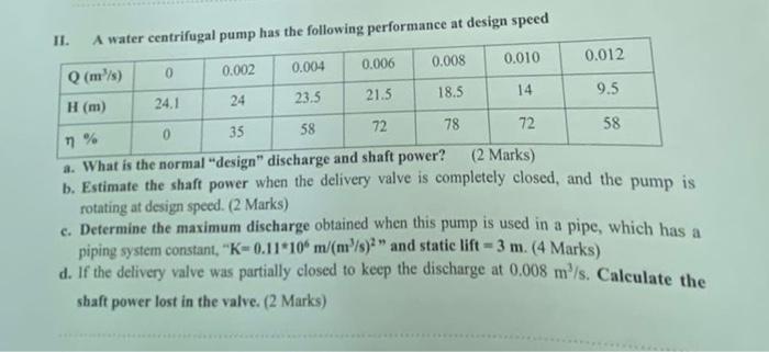 Solved a. What is the normal "design" discharge and shant | Chegg.com