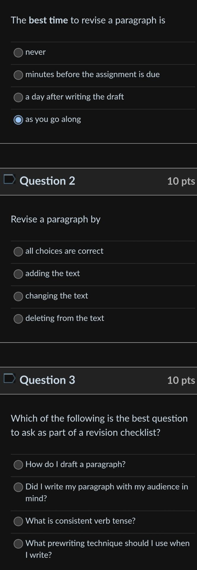 The best time to revise a paragraph is never minutes | Chegg.com