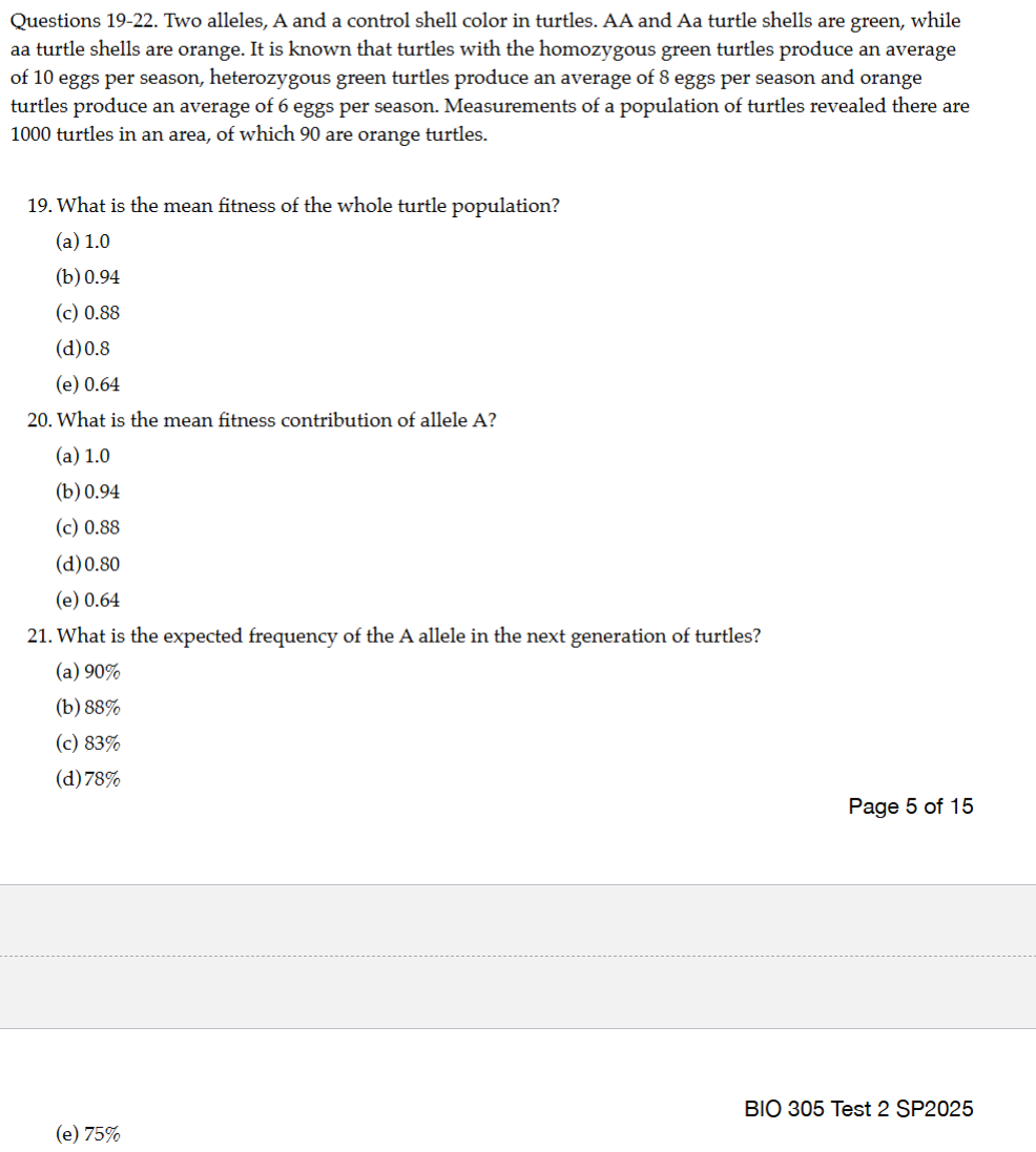Solved Questions 19-22. ﻿Two alleles, A and a control shell | Chegg.com