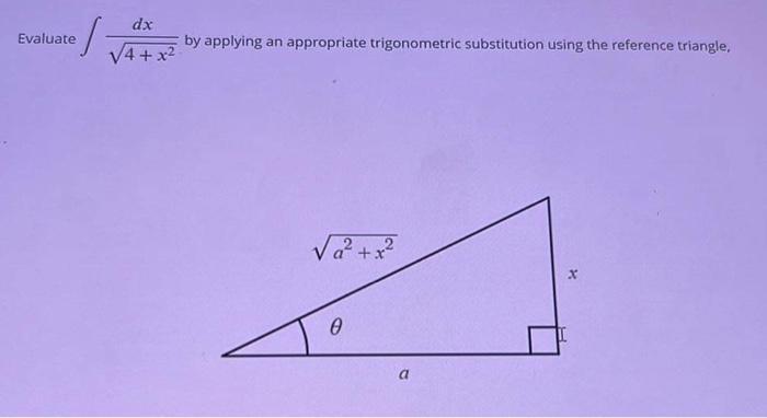 Solved Evaluate ∫4+x2dx by applying an appropriate | Chegg.com