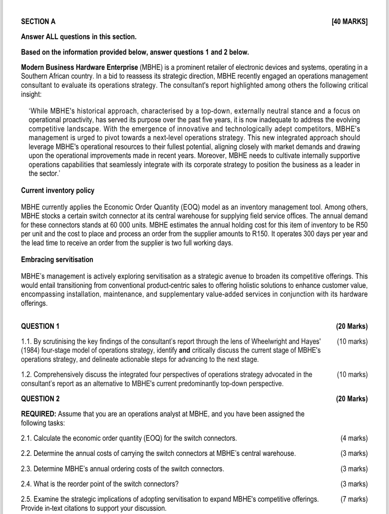 Solved SECTION A[40 ﻿MARKS]Answer ALL questions in this | Chegg.com