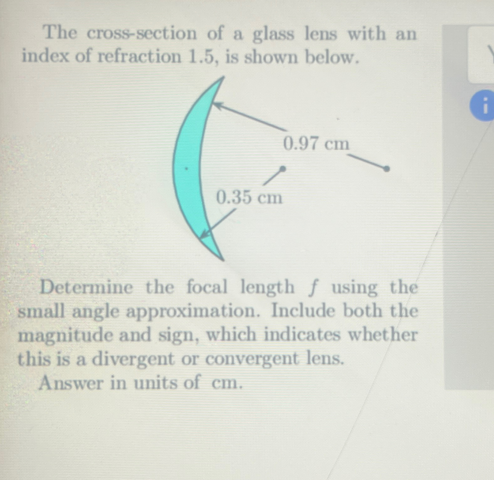 Solved The cross-section of a glass lens with an index of | Chegg.com
