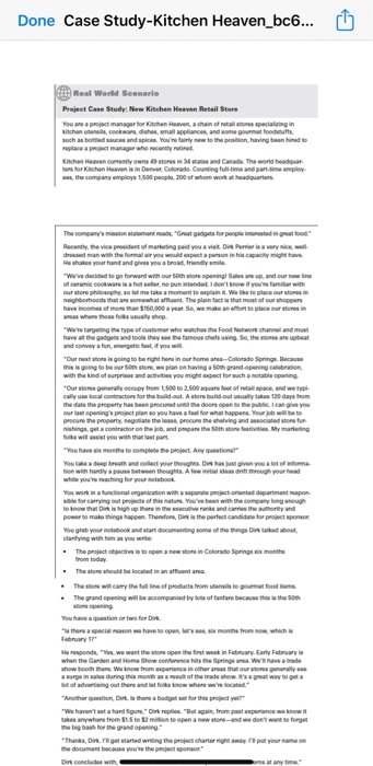 Done Case Study-Kitchen Heaven_bc6... Real World | Chegg.com