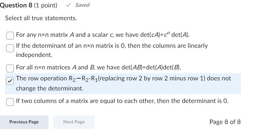 Solved Question 8 (1 ﻿point)Select all true statements.For | Chegg.com