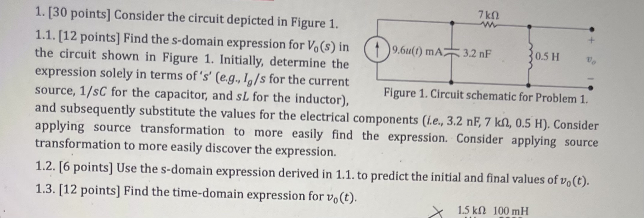 Solved [30 ﻿points] ﻿Consider the circuit depicted in Figure | Chegg.com