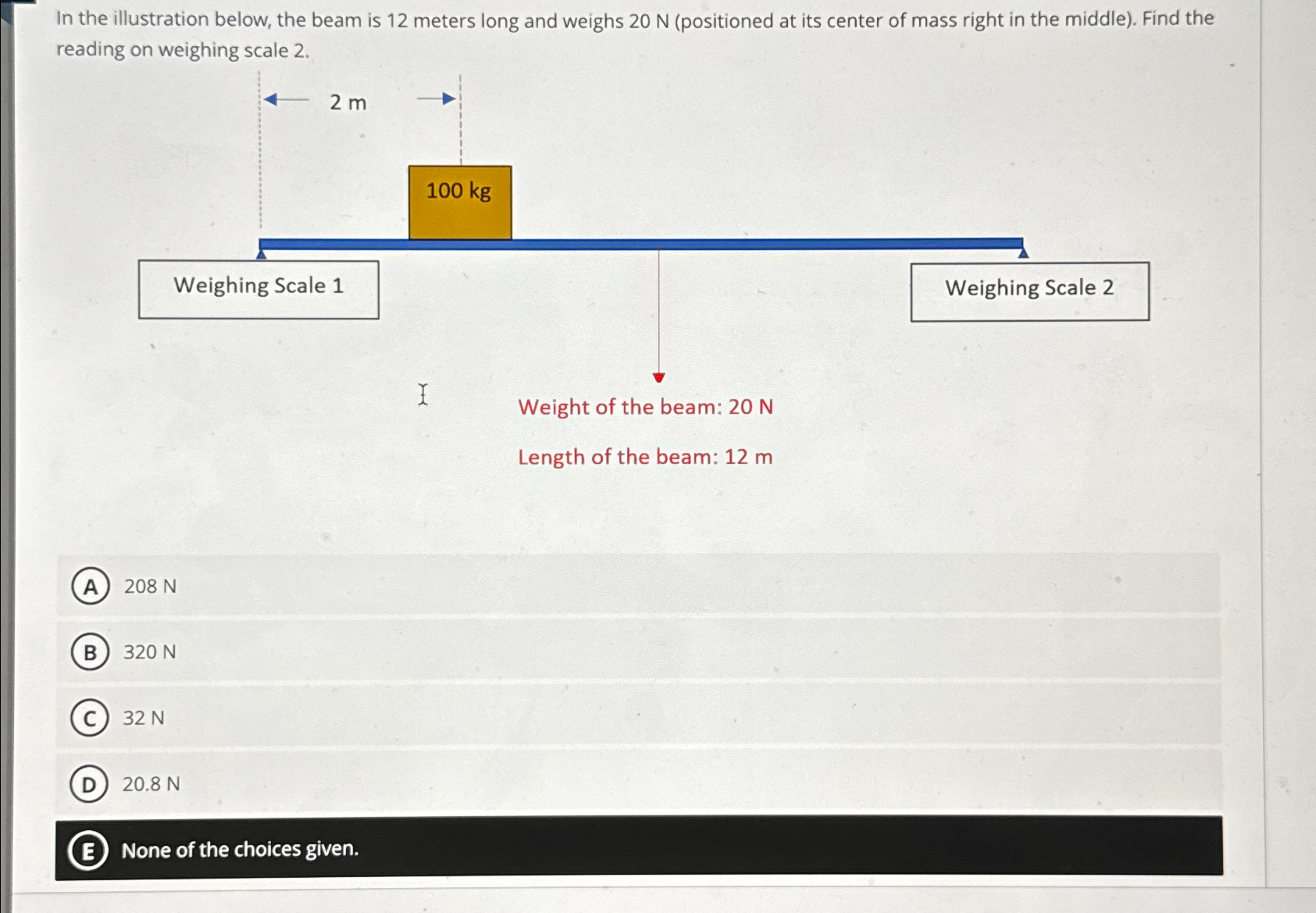 Solved In the illustration below, the beam is 12 ﻿meters | Chegg.com