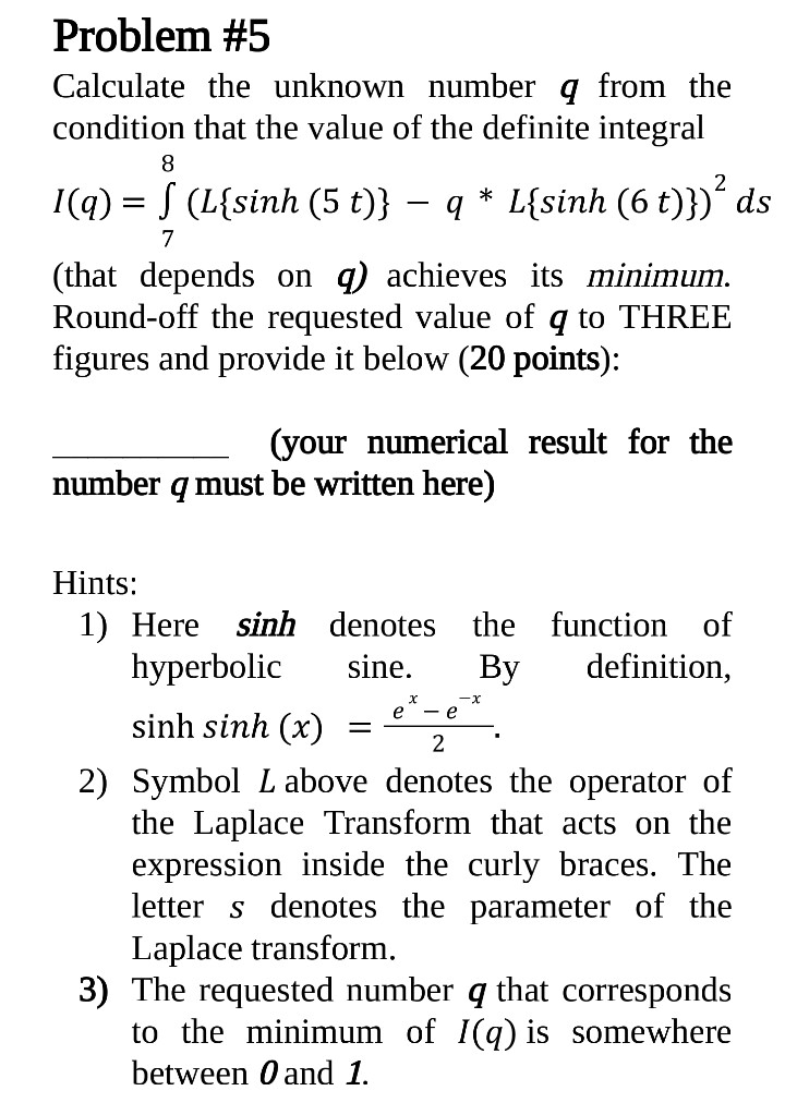 Solved Problem #5 Calculate the unknown number a from the | Chegg.com