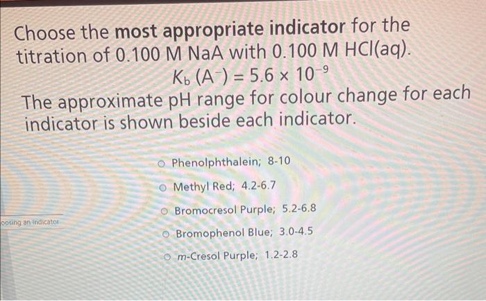 Solved Choose the most appropriate indicator for the | Chegg.com