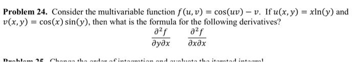 Solved Problem 24. Consider the multivariable function f(u, | Chegg.com