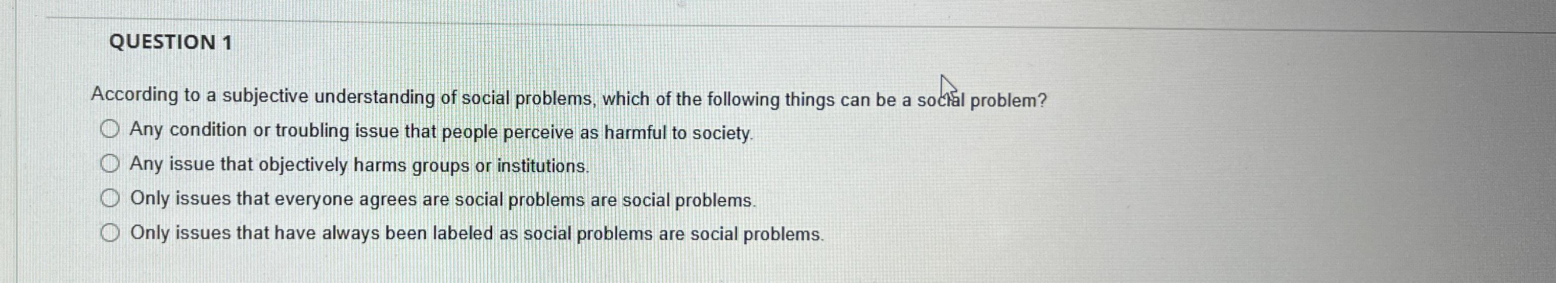 Solved QUESTION 1According to a subjective understanding of | Chegg.com