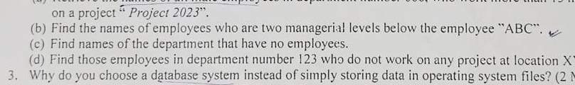 Solved 3 why Do You Choose A Database System Instead Of