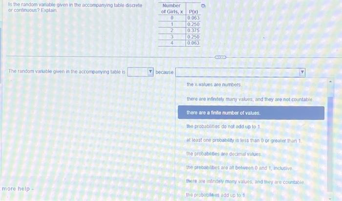 Solved Is the random vanable given in the accompanying table | Chegg.com
