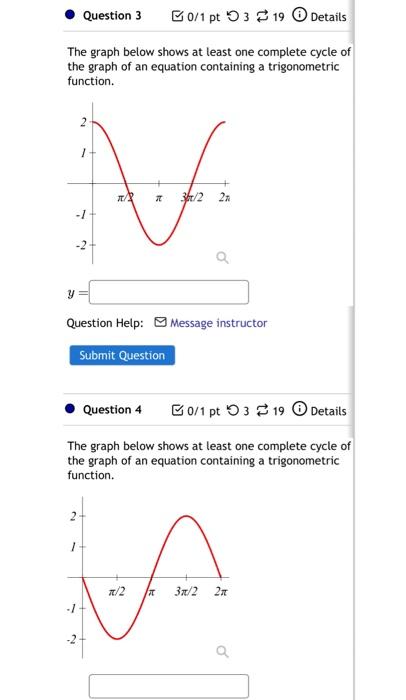 Solved The graph below shows at least one complete cycle of | Chegg.com