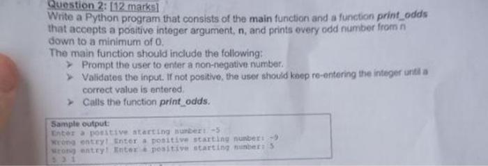 Solved Question 2: [12 marks] Write a Python program that | Chegg.com