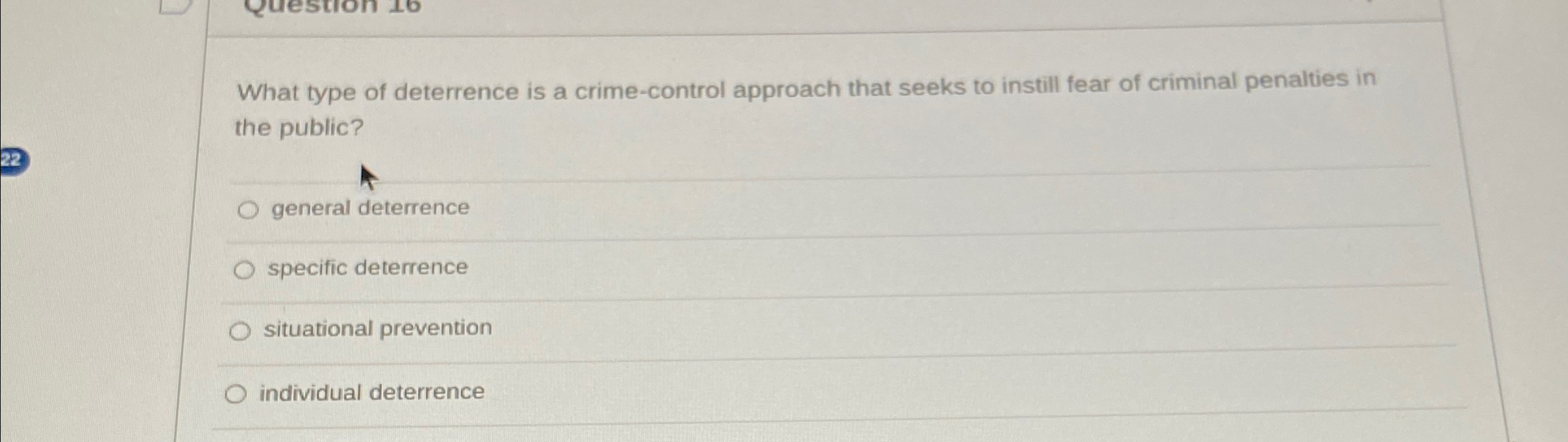 Solved What type of deterrence is a crime-control approach | Chegg.com