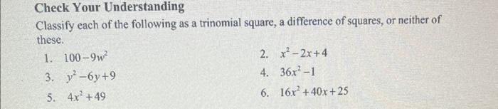 Solved Check Your Understanding Classify each of the | Chegg.com