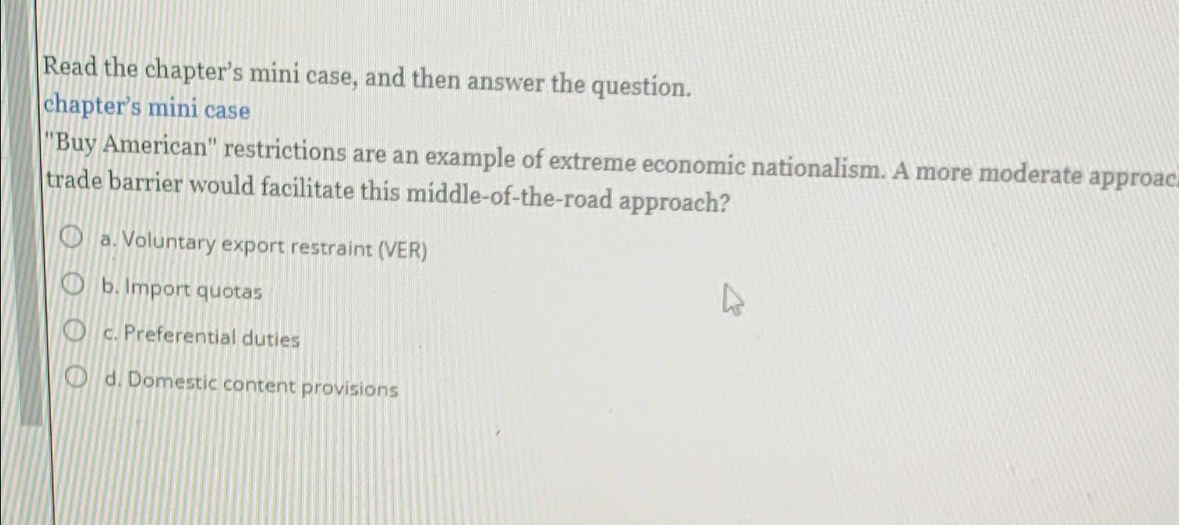 Solved Read the chapter's mini case, and then answer the | Chegg.com