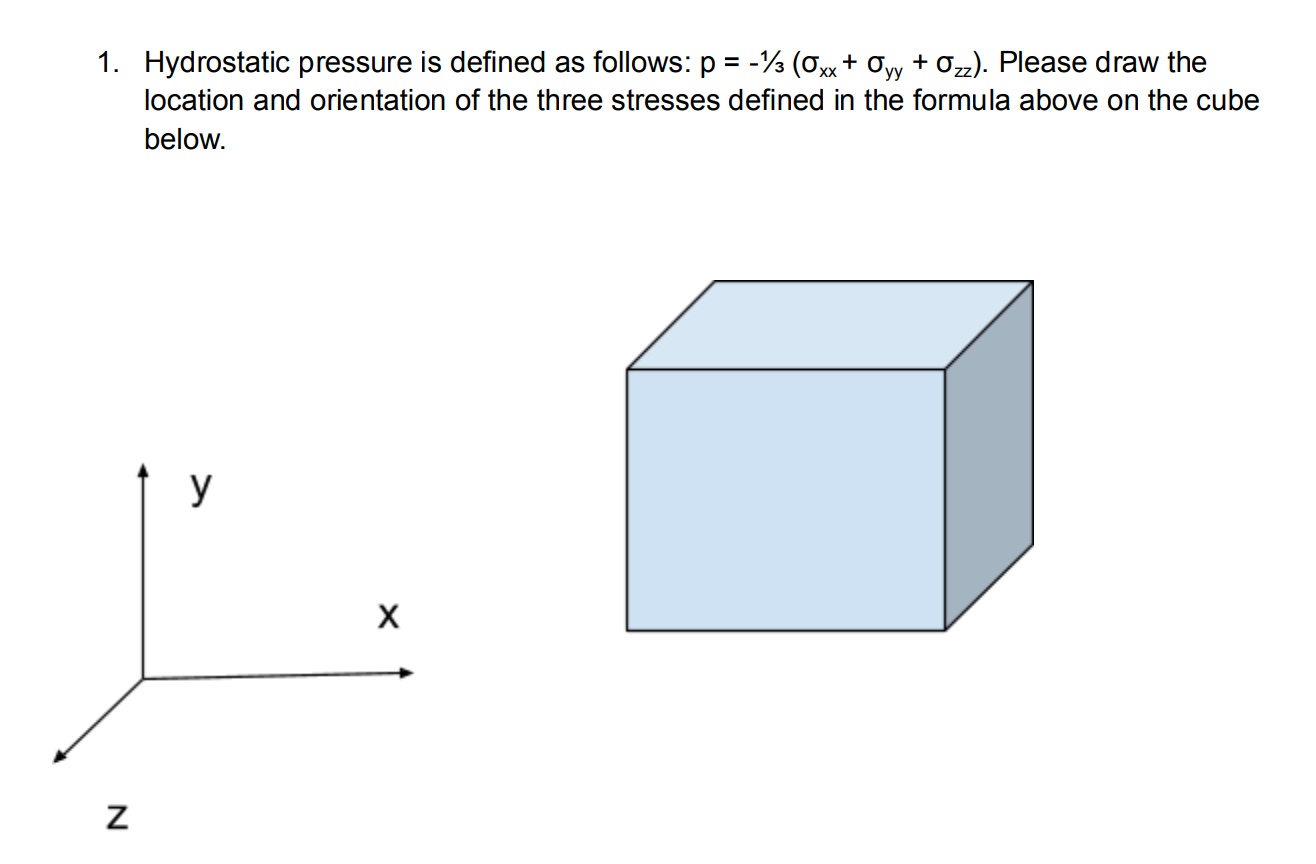 Solved Hydrostatic pressure is defined as follows: | Chegg.com