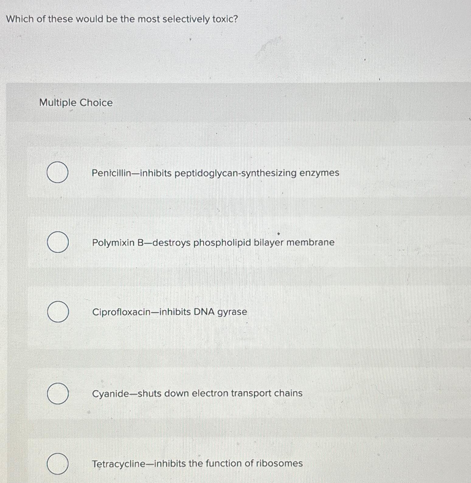 Solved Which of these would be the most selectively | Chegg.com
