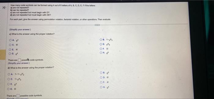 Solved How many code tyenbols can be formed using 4 out of 6 | Chegg.com