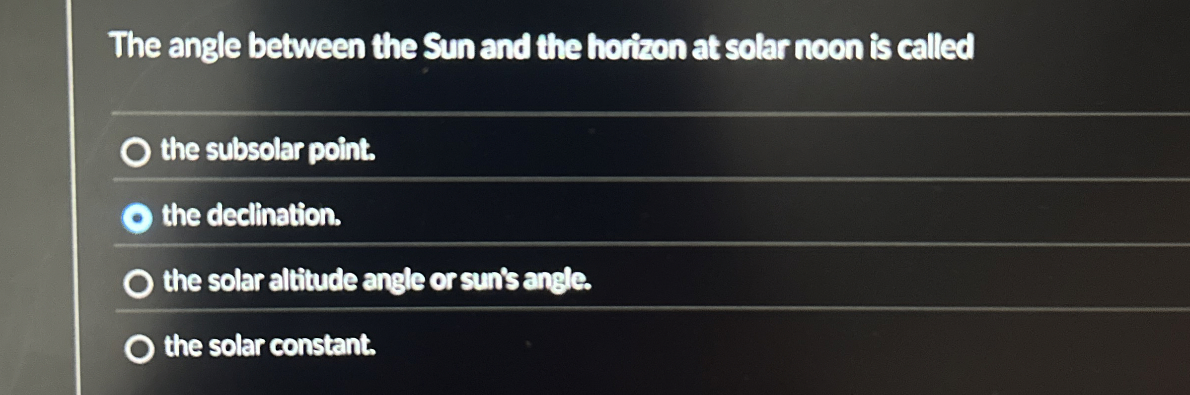 High Quality SOLUTION The angle between the Sun and the horizon at ...