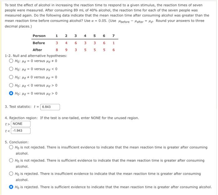 Solved To test the effect of alcohol in increasing the | Chegg.com